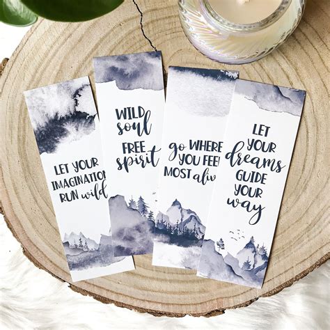 Printable Bookmarks Inspirational Quotes Bookmark Set Wild And Free