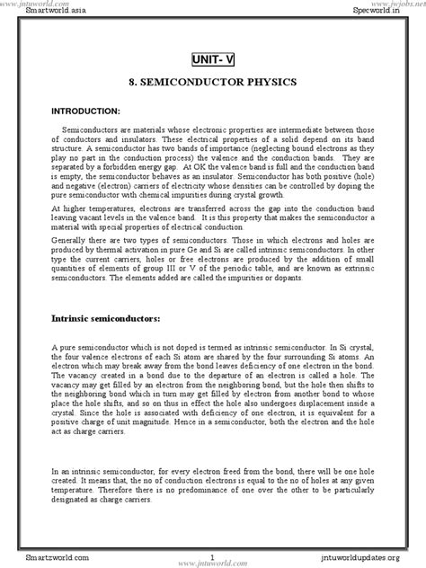 Engineering Physics Notes Pdf Semiconductors Doping Semiconductor
