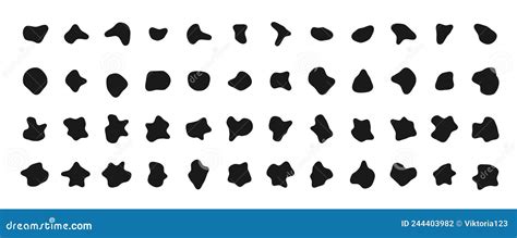 Organic Blob Shape Fluid Irregular Big Bubble Set Abstract Pebble Form Collection Isolated On