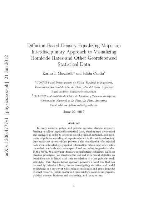 Pdf Diffusion Based Density Equalizing Maps An Interdisciplinary