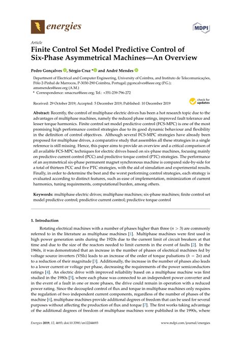 PDF Finite Control Set Model Predictive Control Of Six Phase Asymmetrical MachinesAn Overview