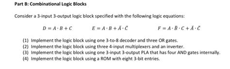 Part B Combinational Logic Blocks Consider A 3 Input