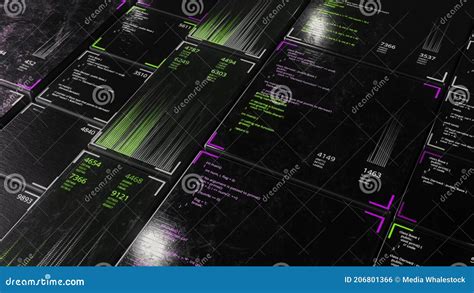 Screens Of Hacker Code Programming Process Animation Concept Of Digital Security And