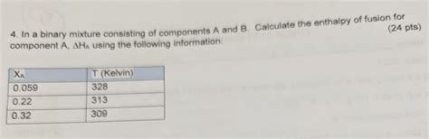 Solved In A Binary Mixture Consisting Of Components A And B Chegg