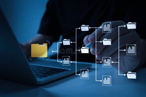 Business People Pointing Pen On Virtual Online Document Database Icon