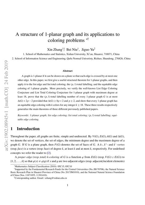 A Structure Of 1 Planar Graph And Its Applications To Coloring Problems Deepai A Structure Of 1 Planar Graph And Its Applications To Coloring Problems Deepai