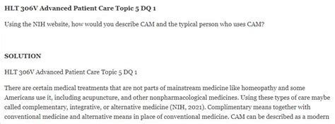 Solution Hlt 306v Topic 5 Dq 1 Modules Tutorials