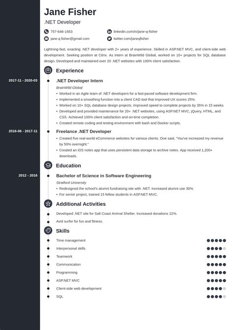 NET Developer Resume Samples Experienced Entry Level