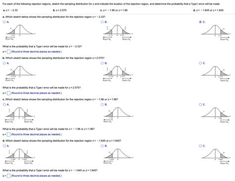 Solved For Each Of The Following Rejection Regions Sketch