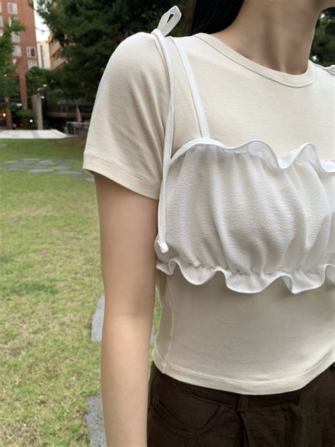 러블리리본 포인트💕 어깨 끈 리본 튜브탑 2color