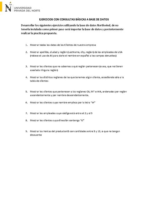 Ejercicios Con Consultas Básicas A Base De Datos Ejercicios Con Consultas BÁsicas A Base De