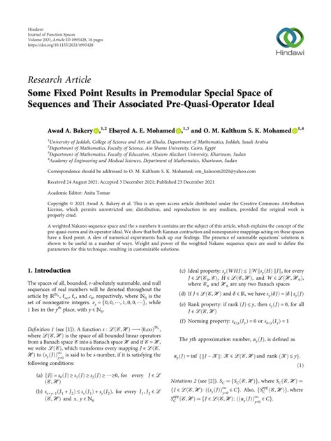 Pdf Some Fixed Point Results In Premodular Special Space Of Sequences And Their Associated Pre