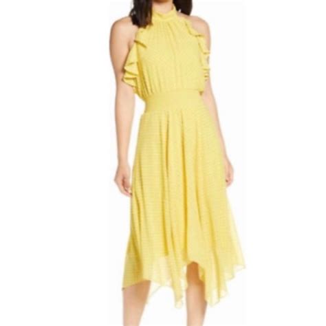 Eliza J Dresses Eliza J Ruffle Halter Neck Handkerchiefhem Polka