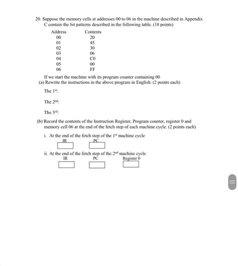 Solved 20 Suppose The Memory Cells At Addresses 00 To 06 In