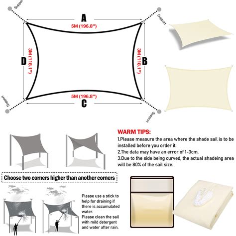 Waterproof Sun Shade Sails Rectangle Canopy 98 Uv Grandado