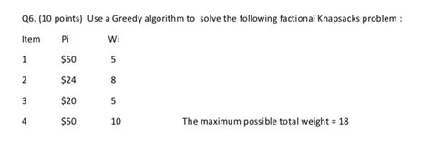 Solved Q6 10 Points Use A Greedy Algorithm To Solve The Chegg Com