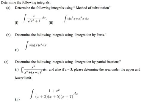 solved determine the following integrals a determine the following