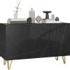 HOMCOM Modern Luxe High Gloss Sideboard With Golden Hairpin Legs Black Aosom UK