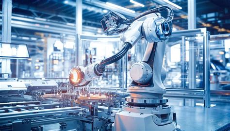 The Future Of Manufacturing Collaborative Robots Working Safely Alongside Human Workers Stock