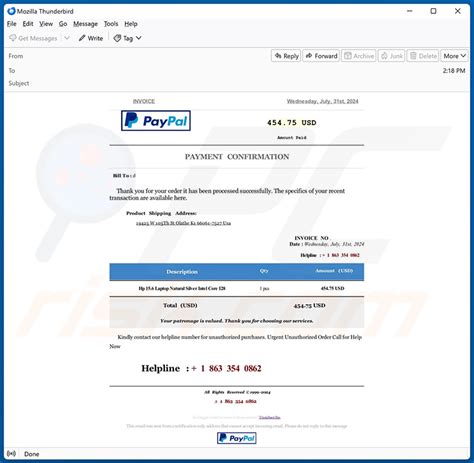 Courriel Arnaque Paypal Order Confirmation Étapes De Suppression Et De Récupération Mis à Jour