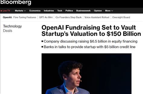 彭博社：openai 以 1500 亿美元估值洽谈融资 Oschina 中文开源技术交流社区