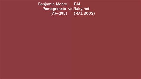 Benjamin Moore Pomegranate AF Vs RAL Ruby Red RAL Side By