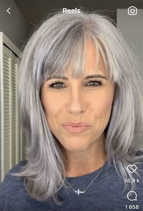 Short Grey Hair Long Hair With Bangs Gray Hair Shoulder Length Hair