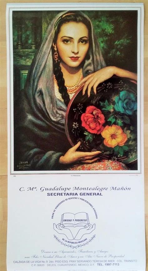Vintage Traditional Mexican Calendar Art Jesus Helguera Beautiful Girl