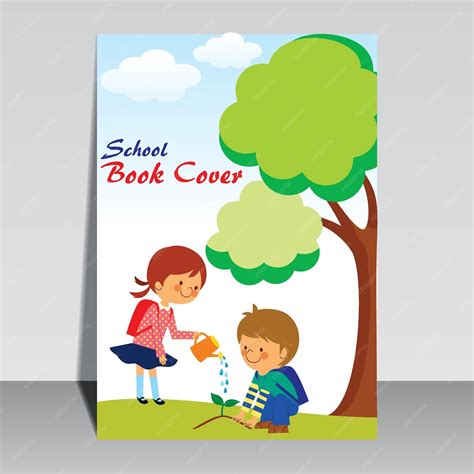 Premium Vector School Book Cover Design Cartoon Background With