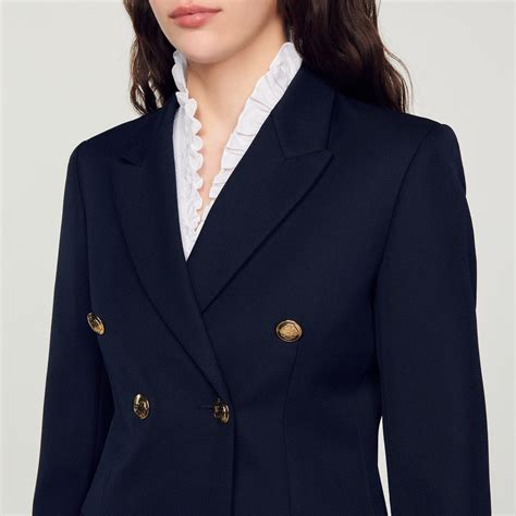 Double Breasted Suit Jacket Blue Sandro Paris