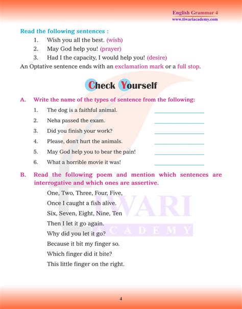 Cbse Ncert Class 4 English Grammar Chapter 3 Kinds Of Sentence