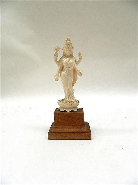 Indian Ivory Goddess Carving On Lotus Flower Ivory Oriental