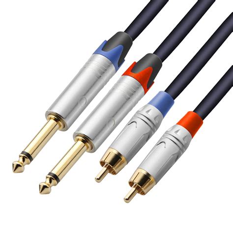Tisino Dual 1 4 Inch Ts To Dual Rca Stereo Audio Interconnect Cable