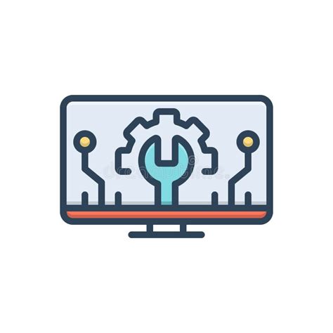Color Illustration Icon For It Technology And Engine Stock Vector