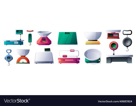 Different Scale Types Measuring Kitchen Scales Vector Image