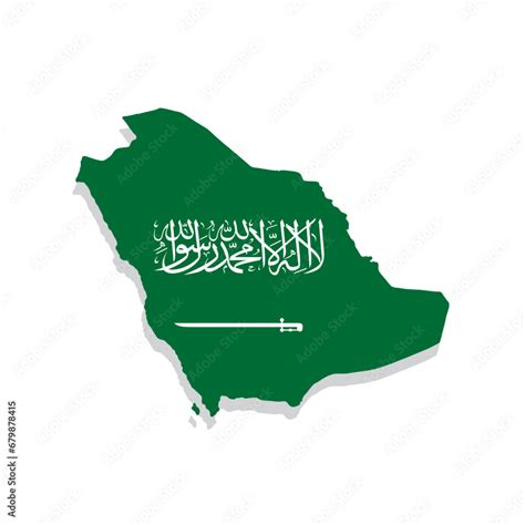 Saudi Arabia Map With Flag Color Vector Simple Map Of Saudi Arabia Stock Vector Adobe Stock