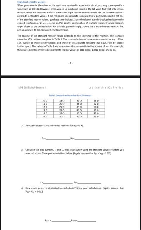 Standard Resistor Values When You Calculate The Values Of The Resistance