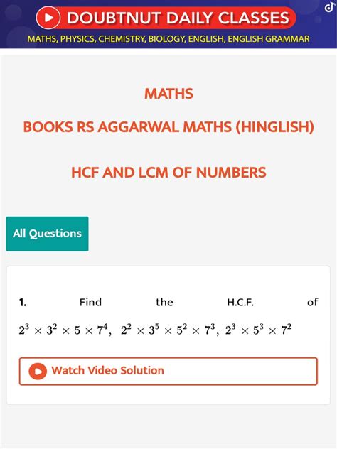 Hcf And Lcm Solution Doubtnut Pdf Elementary Mathematics Number