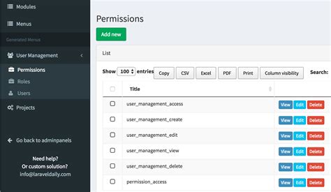 New Flexible Roles Permissions System Stored In The Database Quick Admin Panel