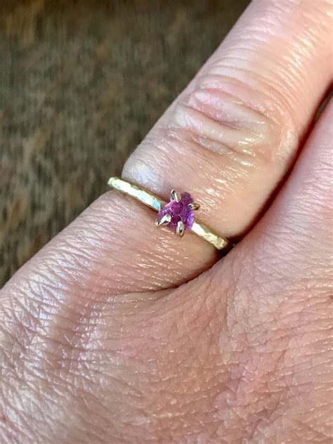 Uncut Rough Raw Baringo Ruby On 18k Recycled Yellow Gold Hammered