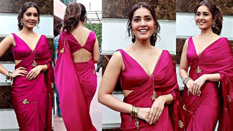 Raashii Khanna Shines In Pink Satin Saree Ahead Of New Film Release