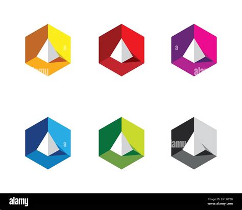 White 3d 3 Dimensional Isomentric Prism Pyramid Inside Red Hexagon Box