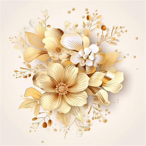 Premium Photo Modern Gold Flower Bouquet Glamorous Wedding Invitation