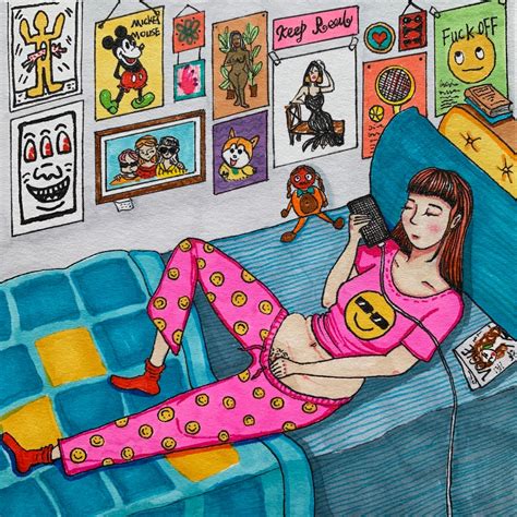 Naughty Girl Illustration Print Mini Painting Bedroom Wall Etsy Uk
