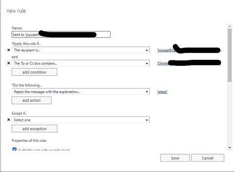 Exchange Online Mail Flow Rules For An Internal Address Collaboration Spiceworks Community