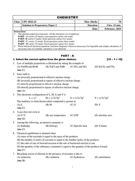 Ipu Chemistry Preparatory Paper 2 Iit Q Soln Pdf Chemical Bond Molecular Orbital
