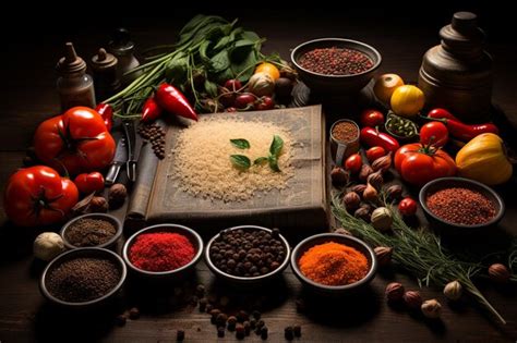 Premium Ai Image Open Cookbook With Ingredients Around