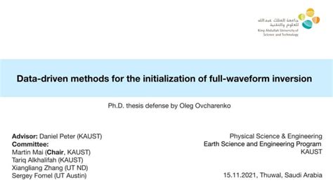 Data Driven Methods For The Initialization Of Full Waveform Inversion Pdf