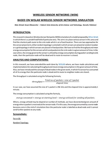 wireless sensor networks simulation pdf