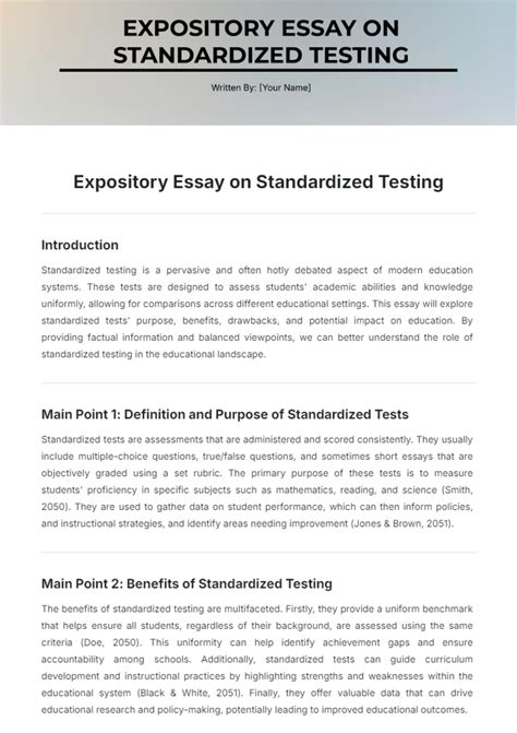 Free Expository Essay On Standardized Testing Template To Edit Online